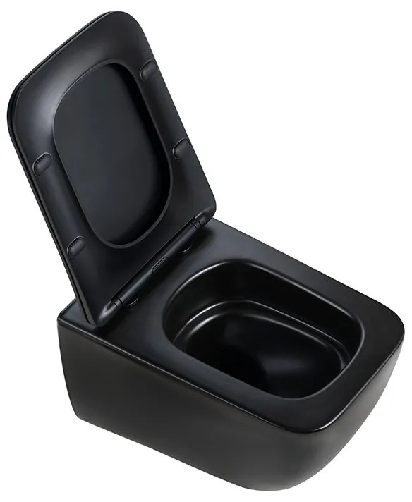 BPS-koupelny Závěsná WC mísa se SoftClose sedátkem HYD-6837, černá mat