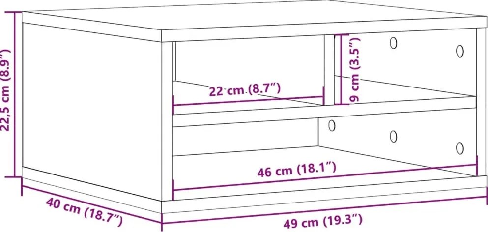 vidaXL Stojan na tiskárnu 49 x 40 x 22,5 cm kompozitní dřevo [840595] Barva: Bílá