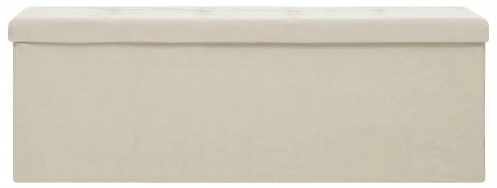Skládací úložná lavice krémově bílá umělý len - Default Title