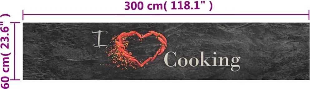 Kuchyňský koberec omyvatelný Vaření černý 60 x 300 cm samet 136551