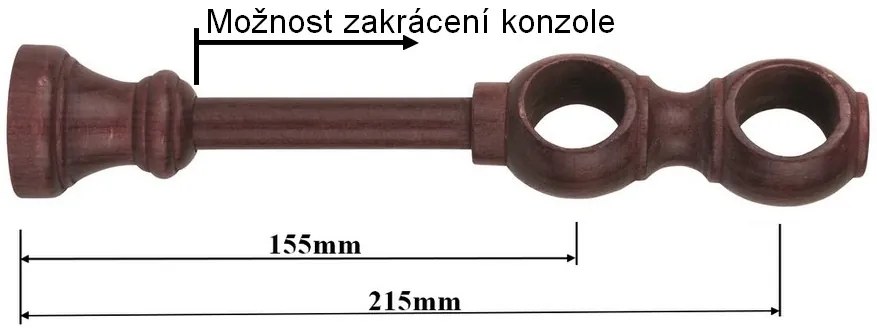 GARNÝŽE-HEBR Garnýž dřevěná mahagon dvojitá 320 cm