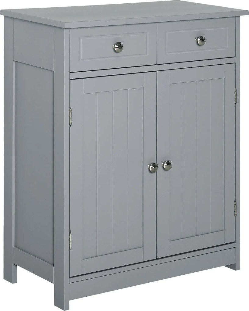 kleankin Úložný kabinet, Koupelnový kabinet, Skříň se 2 dveřmi a 2 zásuvkami - 60 x 30 x 75 cm - Šedá | Aosom
