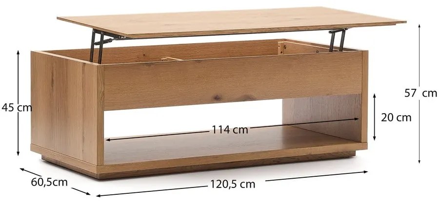 Konferenční stolek v dekoru dubu v přírodní barvě 60x120 cm Alguema – Kave Home
