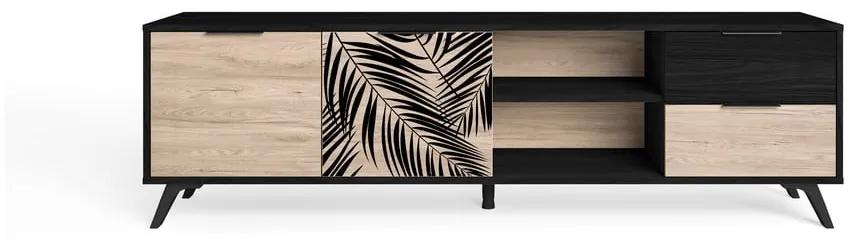 Černý TV stolek v dekoru dubu 181x53 cm Palmera - Marckeric