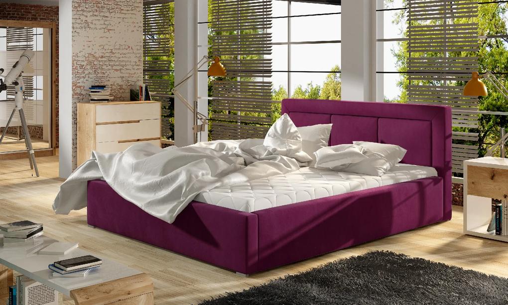 Eltap Čalouněná postel Belluno s úložným prostorem Materiál a barva potahu: Mat Velvet 68 - tmavě fialová, Rozměry (cm): 140x200