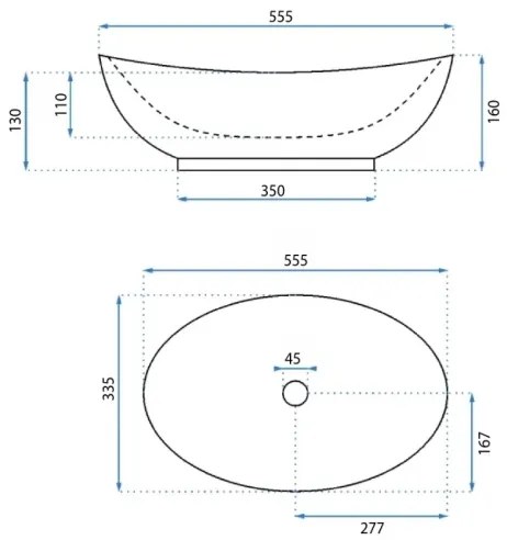REA-U6801 - Umyvadlo na desku KATE 33,5x55,5 cm keramika/lesklá bílá