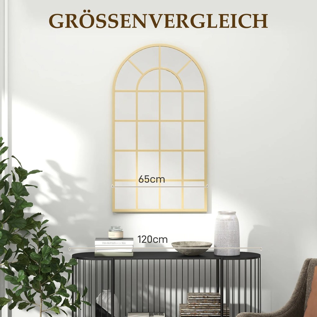 HOMCOM Nástěnné zrcadlo - Zrcadlo do šatny 110 x 65 cm Dekorativní zrcadlo s kovovým rámem Zavěšené zrcadlo do obývacího pokoje pro ložnici Zlaté