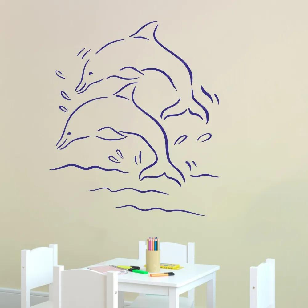WALLVINIL Samolepky na zeď - Delfíni Barva: Béžová, Velikost: 53x45cm, Pravá / Levá: Levá (dekorace směřuje/dívá se doleva)
