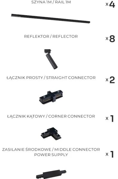 Zuma Line 3588 - Bodové svítidlo v lištovém systému LULU 8xGU10/35W/230V černá
