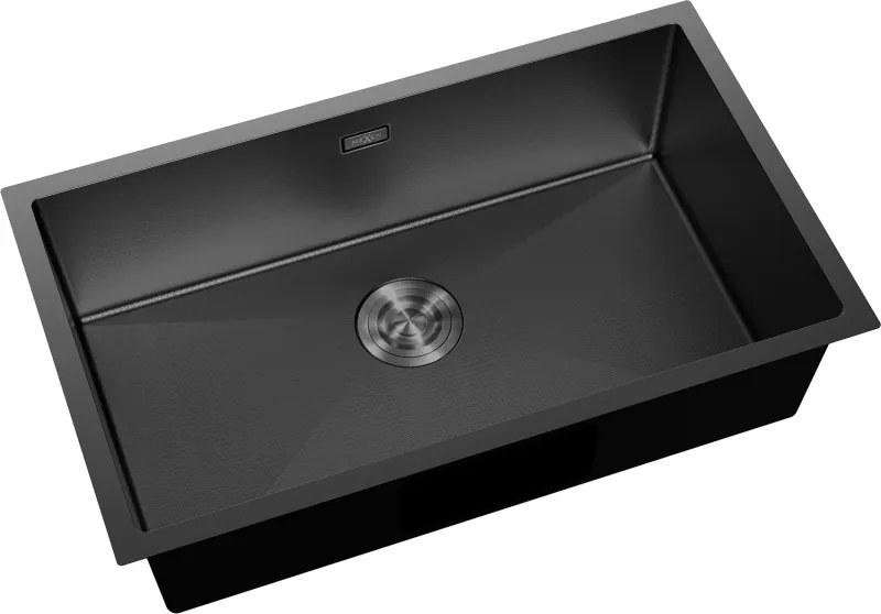 Mexen Trixo, 1-komorový nerezový dřez 750 x 440 mm, černá, vzor voština, 6415751000-70HC