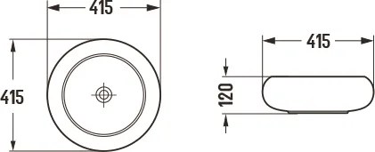 Mexen Lola, umyvadlo na desku 41,5 x 41,5 x 12 cm, černá matná, 22214185
