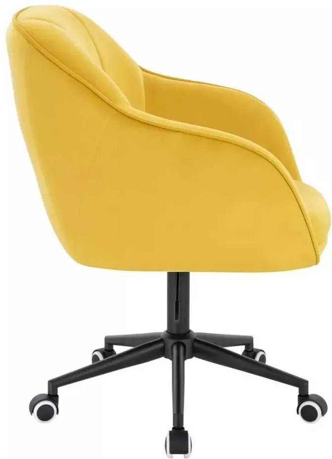 LuxuryForm DESIGN Otočná židle AVOLA VELUR na černé podstavě s kolečky - žlutá