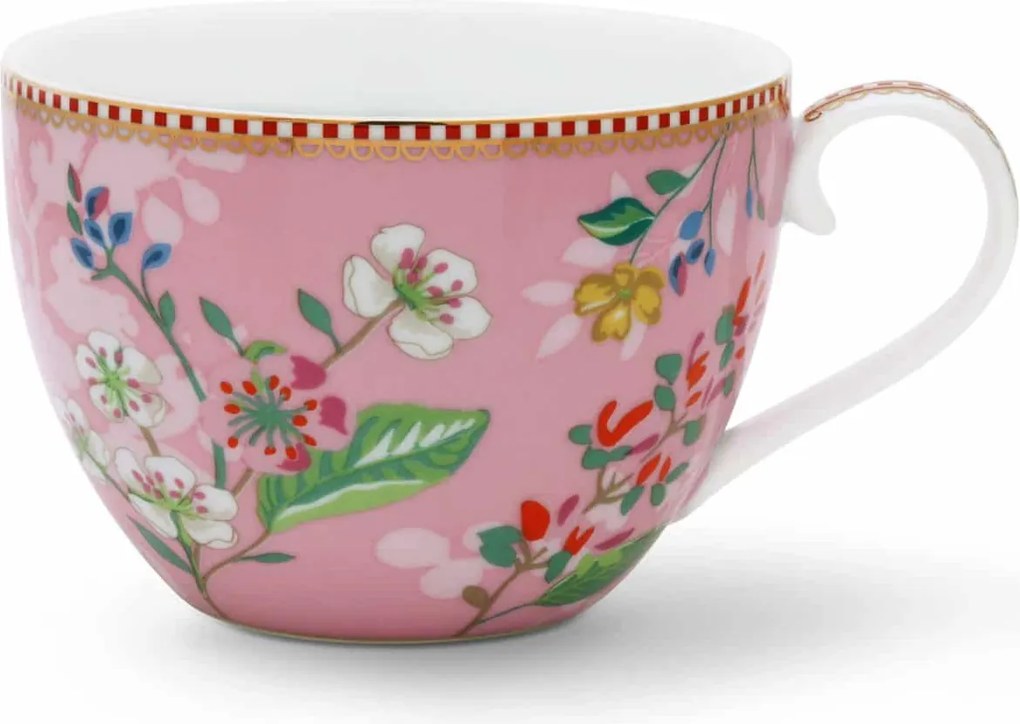Pip Studio Floral Hummingbirds Hrnek XXL růžový 350ml