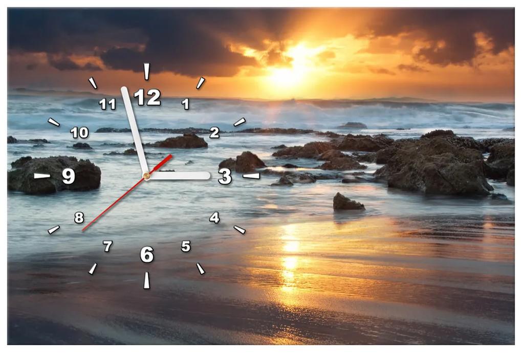 Gario Obraz s hodinami Západ slunce nad oceánem Rozměry: 30 x 30 cm