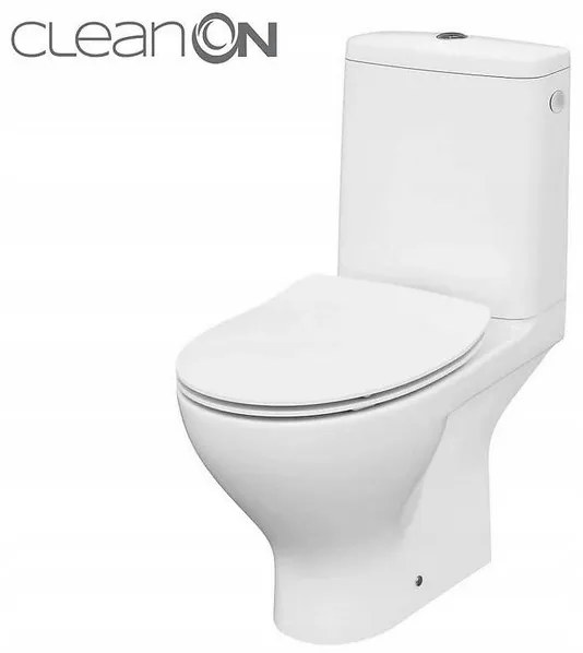 Cersanit Moduo - WC Kombi zadní odpad 3/5 CLEAN ON+WC sedátko SC duroplast SLIM, Bílá, K116-029