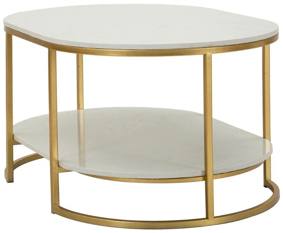 Designový konferenční stolek Bannister 90 cm bílý / zlatý