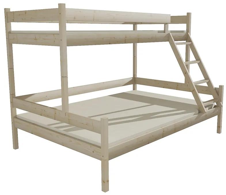 Vomaks Patrová postel s rozšířeným spodním lůžkem PPS 002 100/120 x 180 cm moření ořech