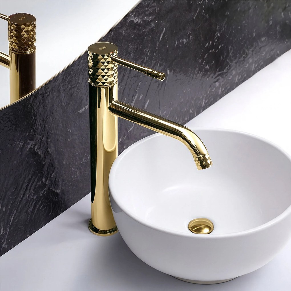 Rea Lungo Diamond, vysoká umyvadlová baterie h-300, zlatá lesklá, REA-B8995