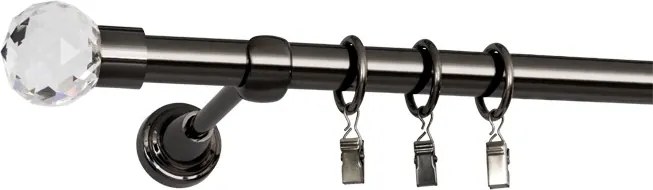 Kovové garnýže Globe 19 mm El., R., Délka 160 cm, Barva Černá onyx, Provedení Jednoduché, Uchycení látky na tunýlek (bez kroužků)