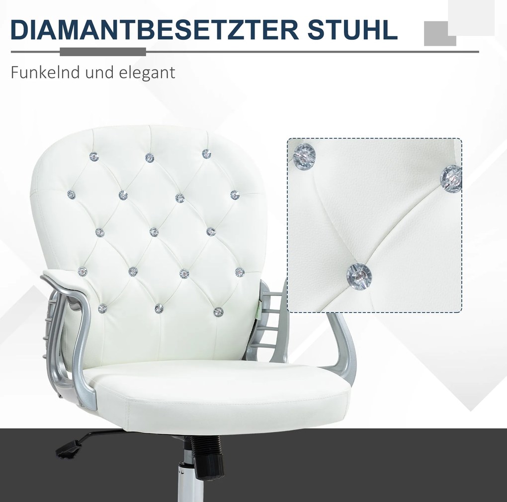 Vinsetto Kancelářská židle, ergonomická židle ke stolu s područky, polstrované opěradlo bílé