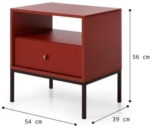 Noční stolek Pernilla (zásuvka, červená)