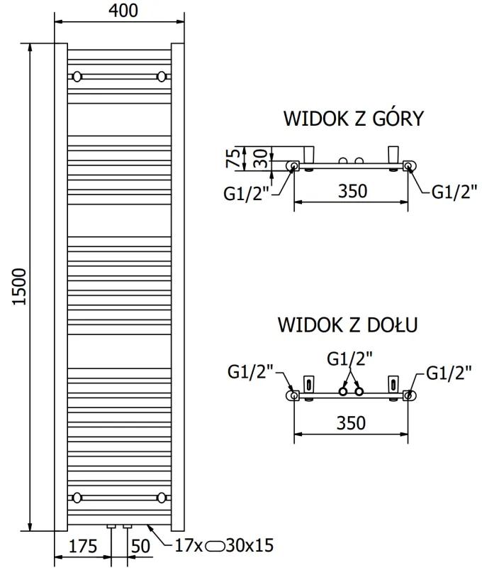 Mexen Hades koupelnový radiátor 1500 x 400 mm, 574 W, Bílá - W104-1500-400-00-20