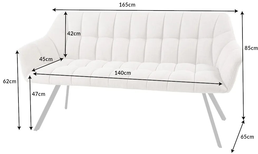 Designová lavice Vallerina 165 cm šampaňská béžová