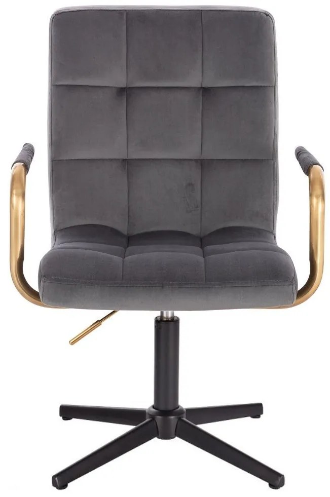 LuxuryForm DESIGN Otočná židle VERONA GOLD VELUR na černém kříži - tmavě šedá
