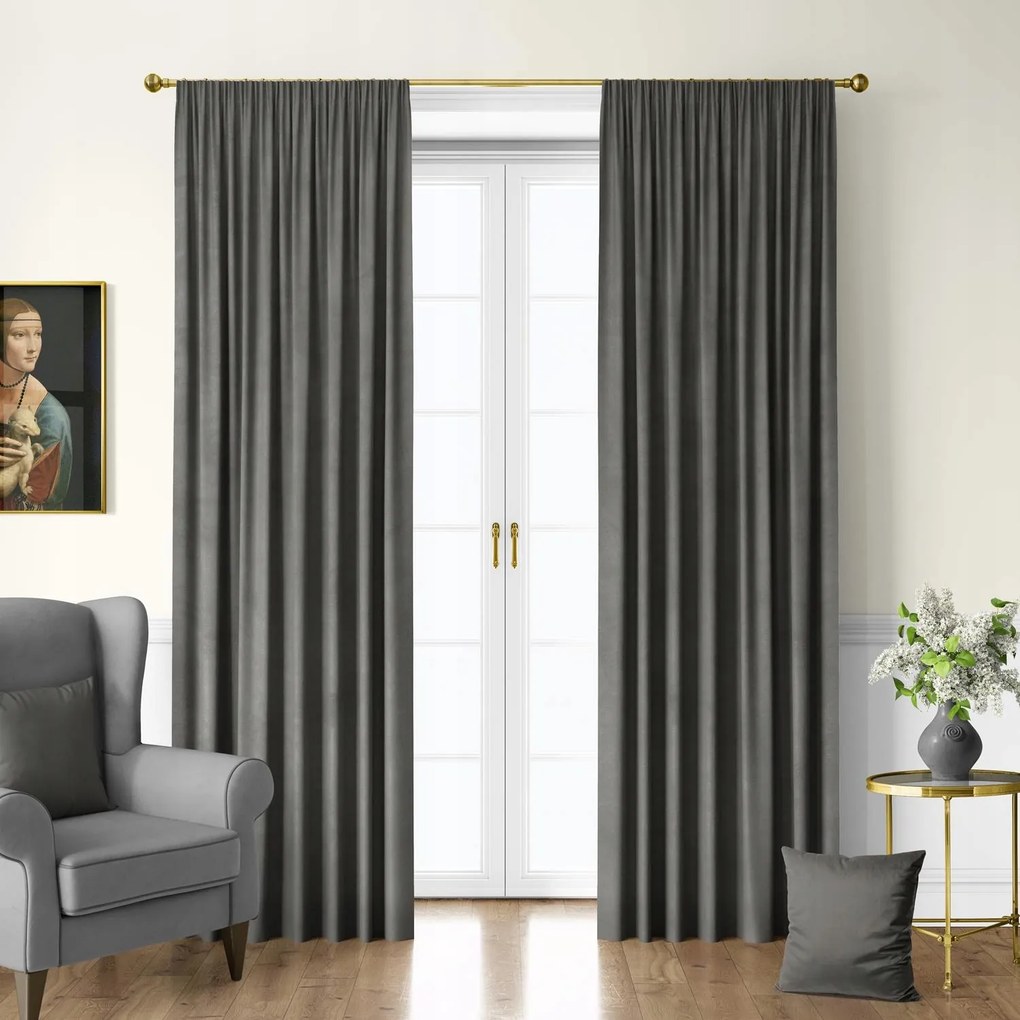 Závěs Velvet, Velur, S Páskou 140 š x 240 v, Zateplení 70% Elephant