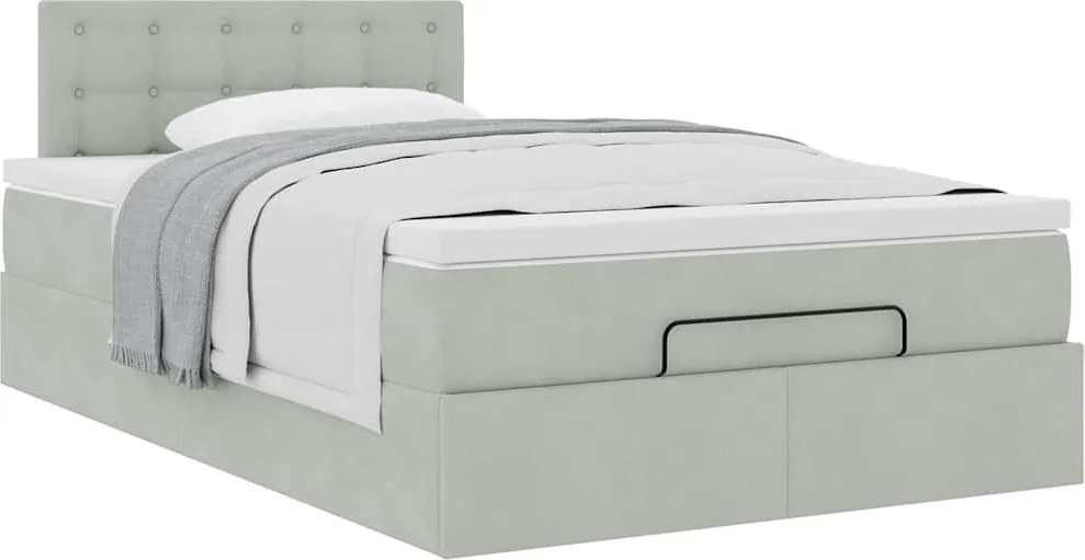 Osmanský rám postele s matrací světle šedá 120x200cm samet 3311909