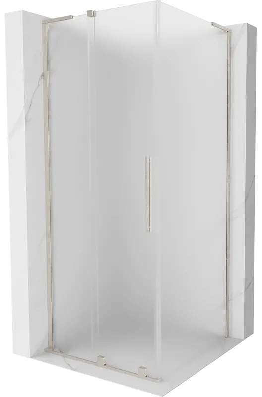 Mexen Velar L, sprchový kout s posuvnými dveřmi 110 x 110 cm, 8mm sklo námraza, broušená ocel, 871-110-110-33-97