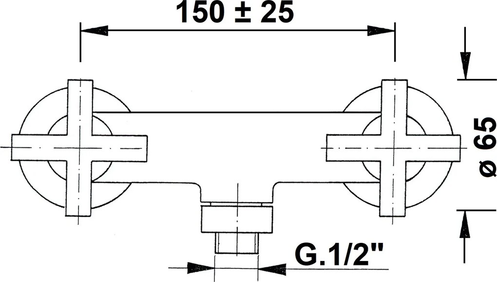 Reitano Rubinetteria, AXIA nástěnná sprchová baterie, chrom, 586