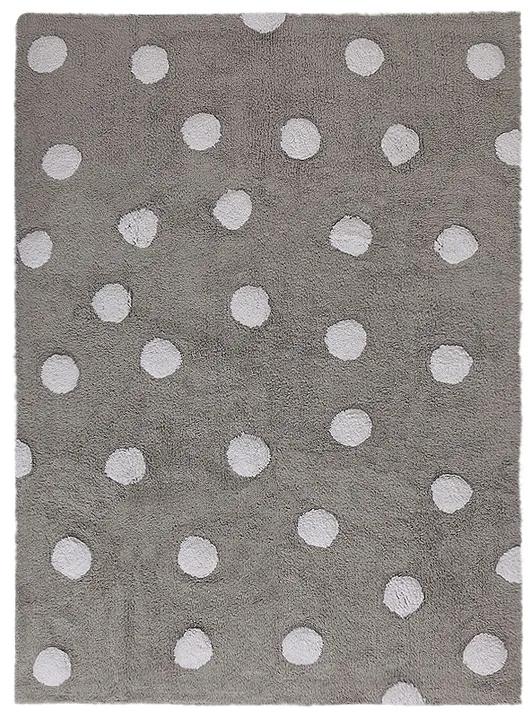 Lorena Canals koberce Pro zvířata: Pratelný koberec Polka Dots Grey-White - 120x160 cm