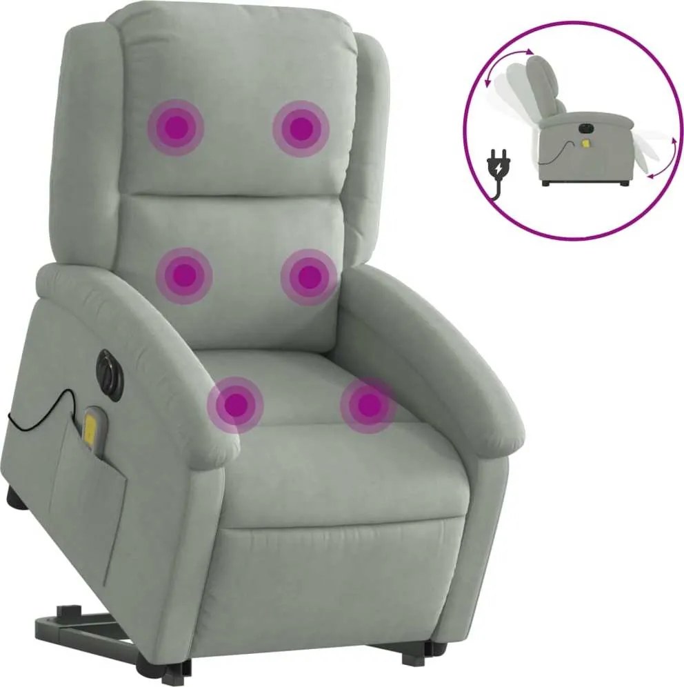 vidaXL Elektrické zvedací masážní polohovací křeslo samet [3204333] Barva: Tmavě zelená