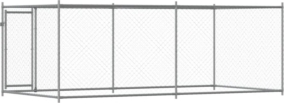 Klec pro psy s dvířky šedá 4 x 2 x 1,5 m pozinkovaná ocel 3209578