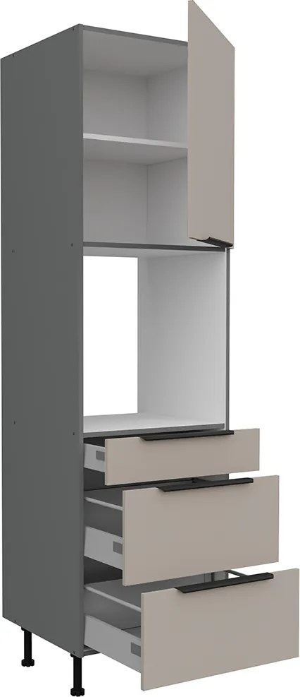 ARIA ta | vysoká skříňka 60 DPS-215 3S1F na vestavnou troubu | PREMIUM BOX | 60 cm | ANTI FINGERPRINT povrch | antracit/béžová