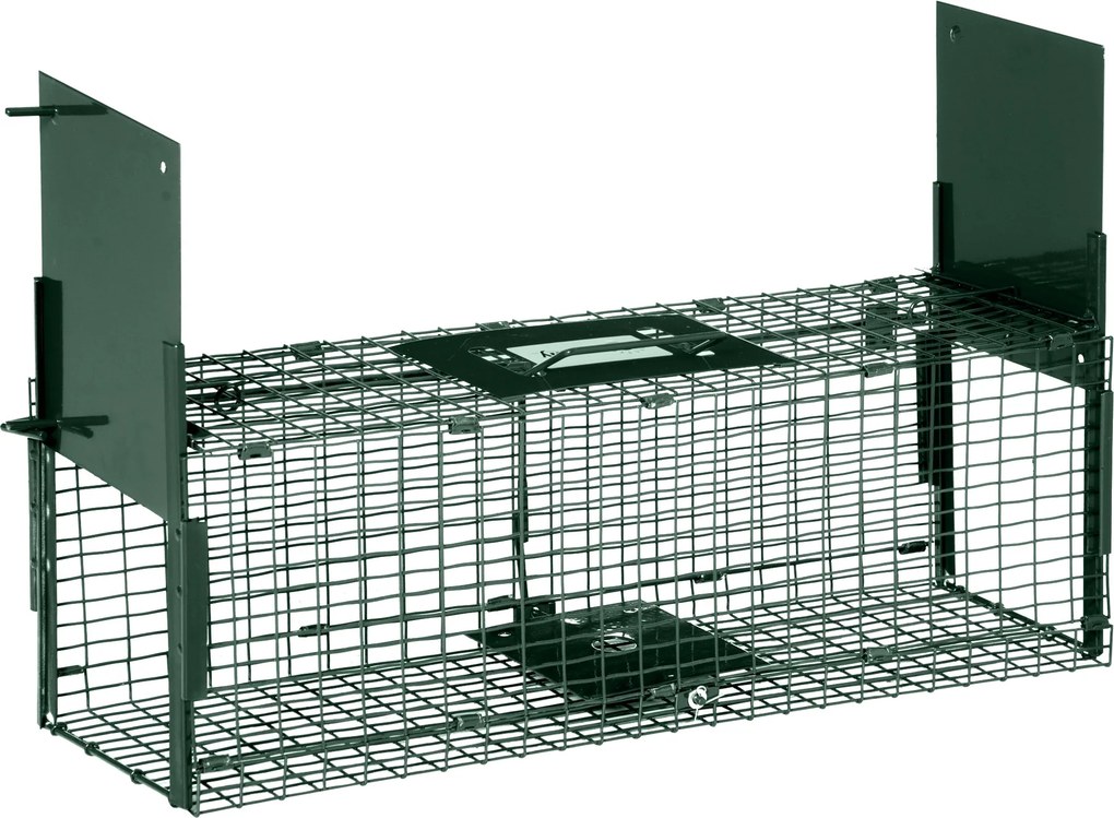 Outsunny živá past na zvířata 60x18x20 cm s ocelovým rámem a 2 dvířky pro kočky, králíky, veverky a fretky - Zelená | Aosom