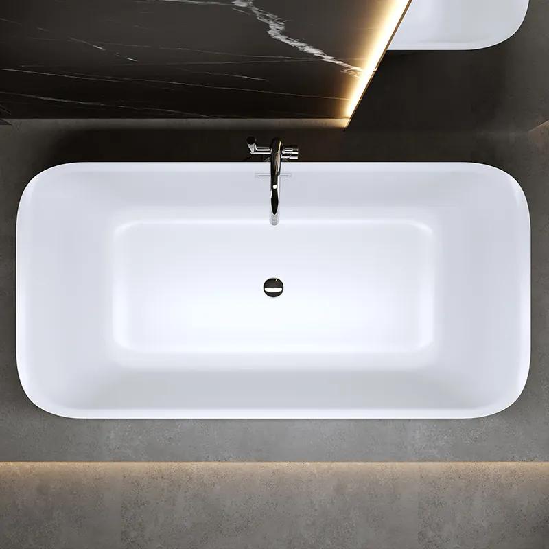 BPS-koupelny Volně stojící akrylátová vana HYD-VIA511B 160x80 bílá, odtokový komplet chrom