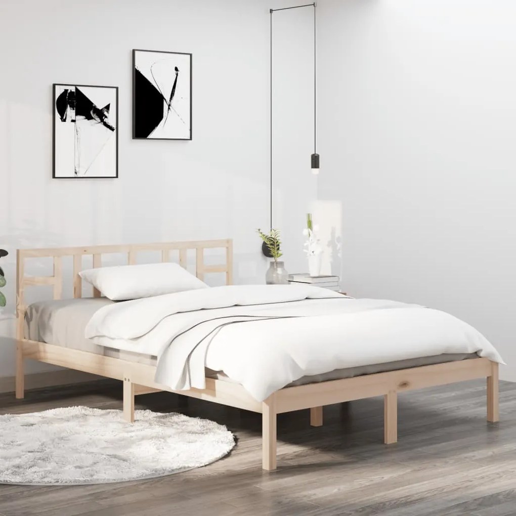 Rám postele bílý masivní dřevo 100 x 200 cm