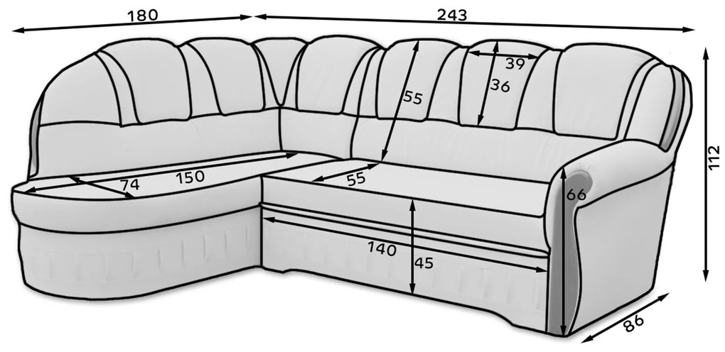 Eltap Rohová sedací souprava Lord Materiál a barva potahu: Monolith 29 - tmavě hnědá, Orientace: levá