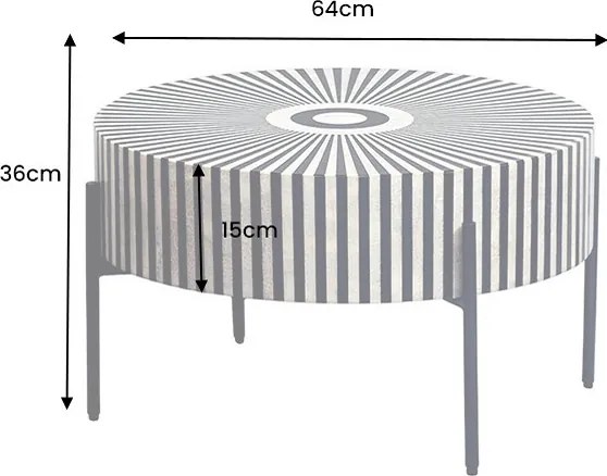 Designový konferenční stolek Ilissa 64 cm černo-bílý