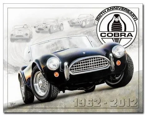 Plechová cedule Shelby Cobra 50th, 32 cm x 40 cm
