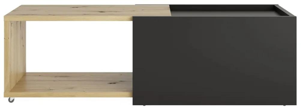 FMD Výsuvný konferenční stolek dub artisan a černý, FMD 437014