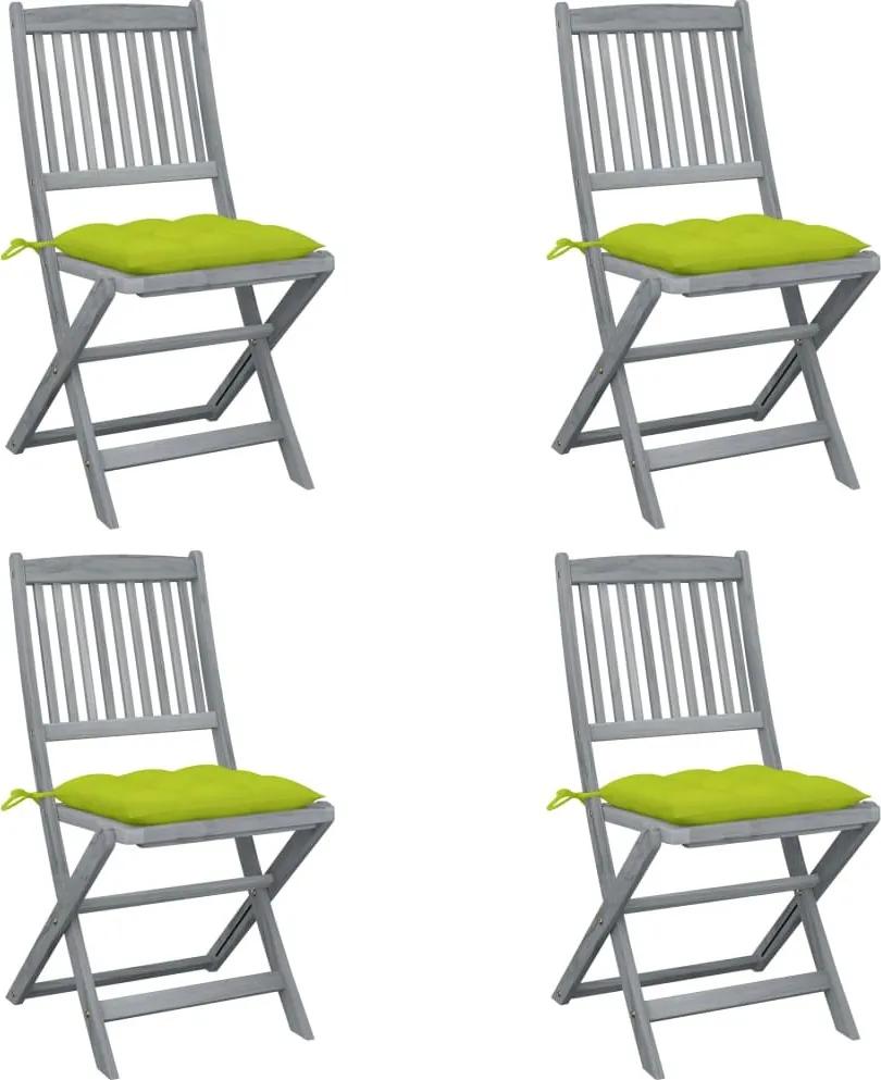 vidaXL Skládací zahradní židle s poduškami 4 ks masivní akáciové dřevo [3064579] Barva: Černá