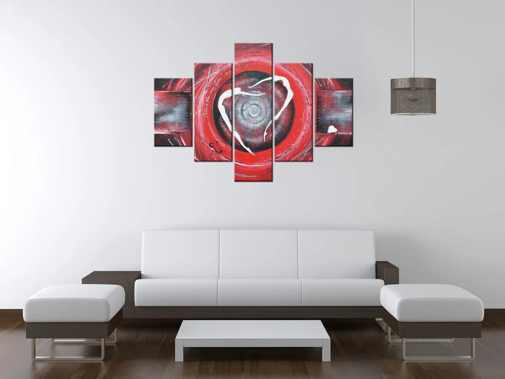 Gario Ručně malovaný obraz Postavy v červeném kruhu - 5 dílný Rozměry: 150 x 105 cm