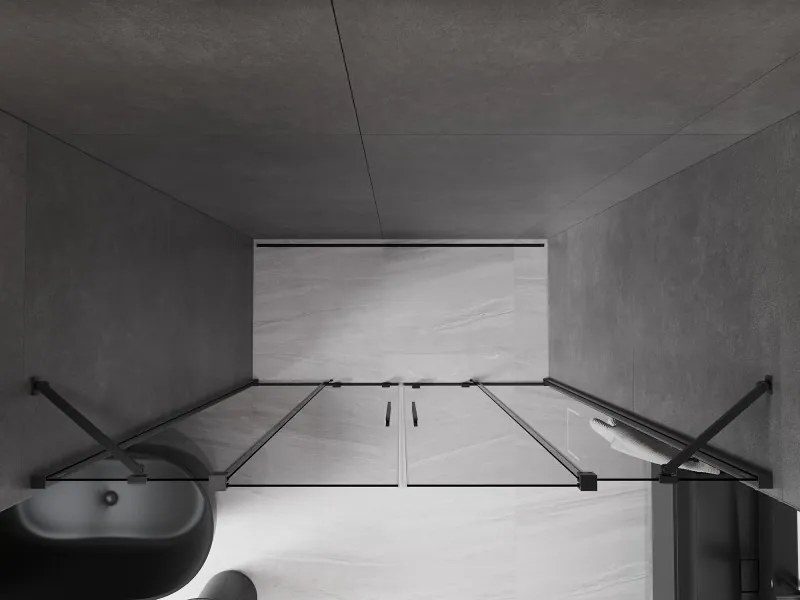 Mexen Velar Duo, posuvné sprchové dveře do otvoru 200 cm, 8mm šedé sklo, černá matná, 871-200-000-42-70
