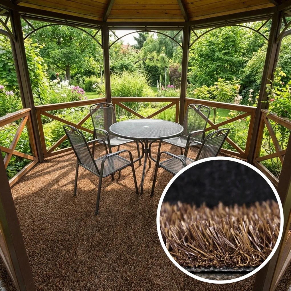Europe Grass, Umělá tráva PartyGrass Brown, vyříznout kruh, šíře 4m, hnědá