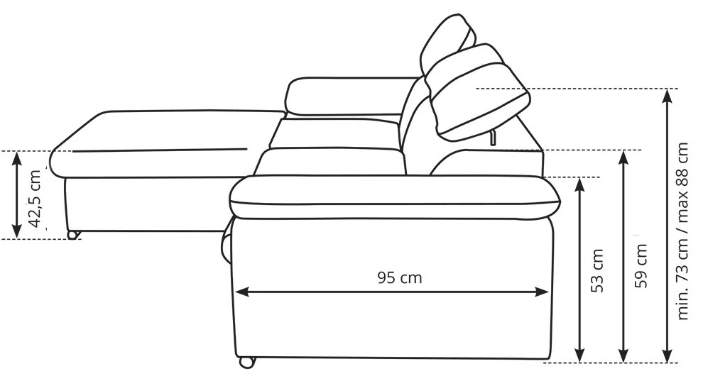 Sedací souprava COOL | 191x281 cm | rozkládací + úložný prostor | LEVÁ | oranžovo černá 08/15