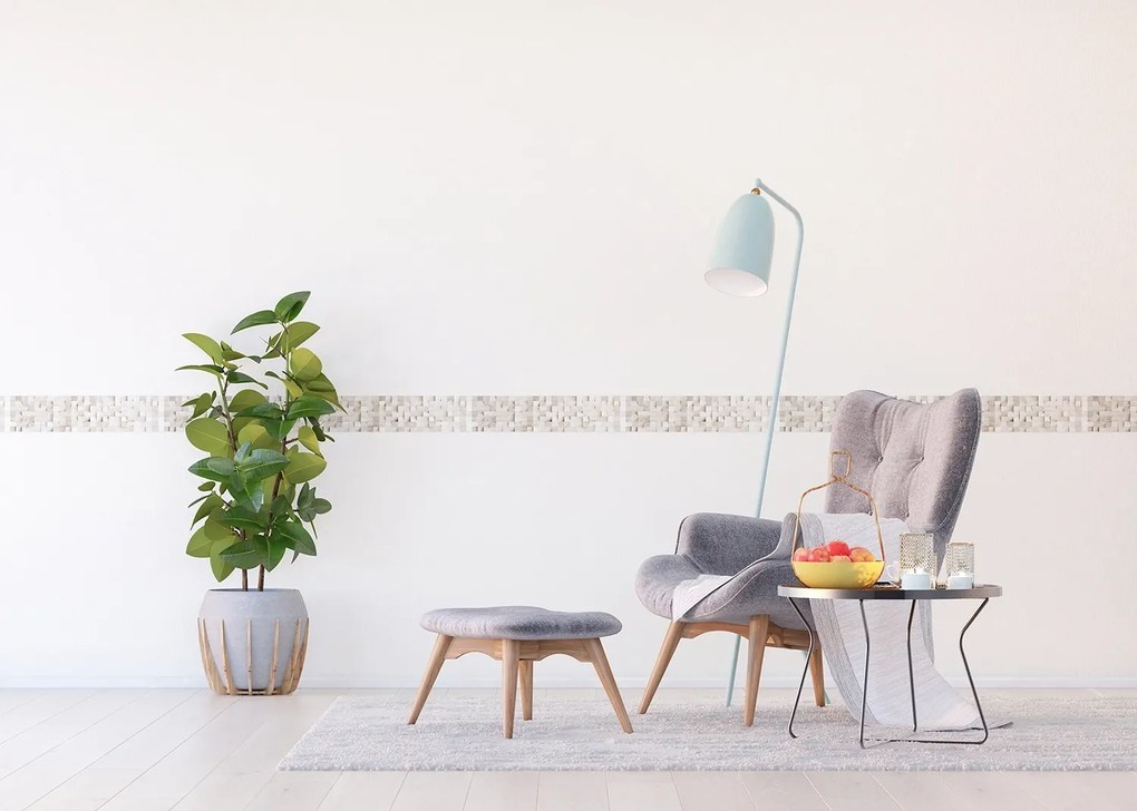 Samolepící bordura na zeď 3D Dřevěné Kostky | 5 m x 13.8 cm | DWB8234