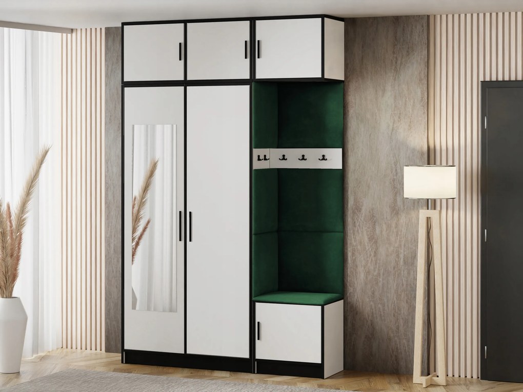 Šatní skříň s nástavcem ROJ 13 bílý + zelený